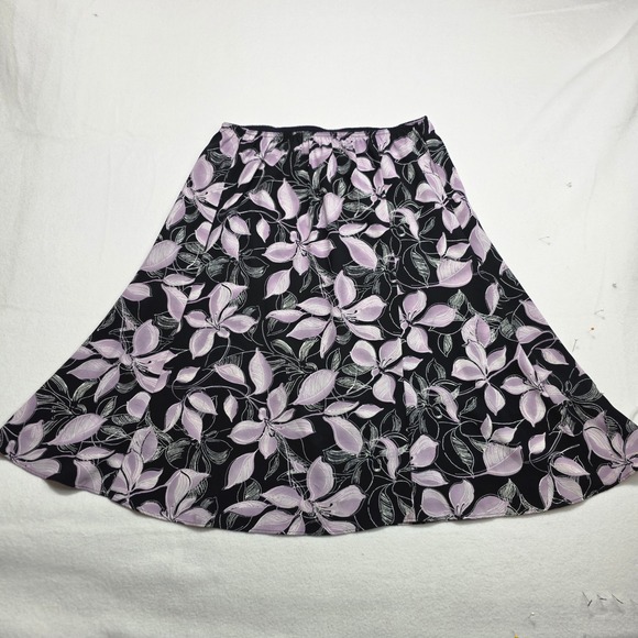 Rena Rowan | Skirts | Rena Rowan Floral Midi Skirt Xl Black Lavender ...